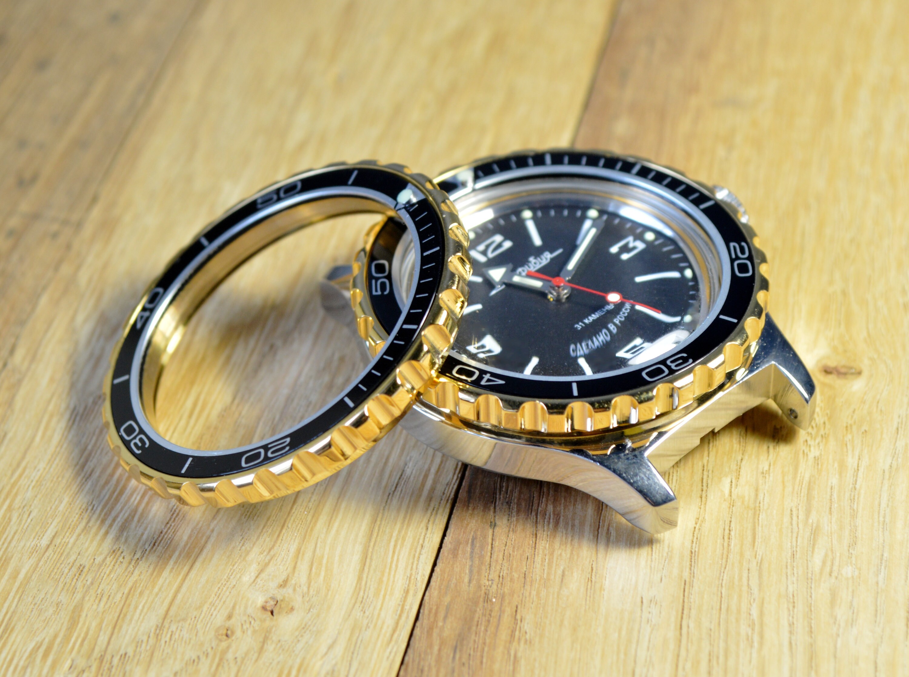 The Gearwheel Vostok Gold Bezel Watch Custom Bezels Amphibia & - Etsy
