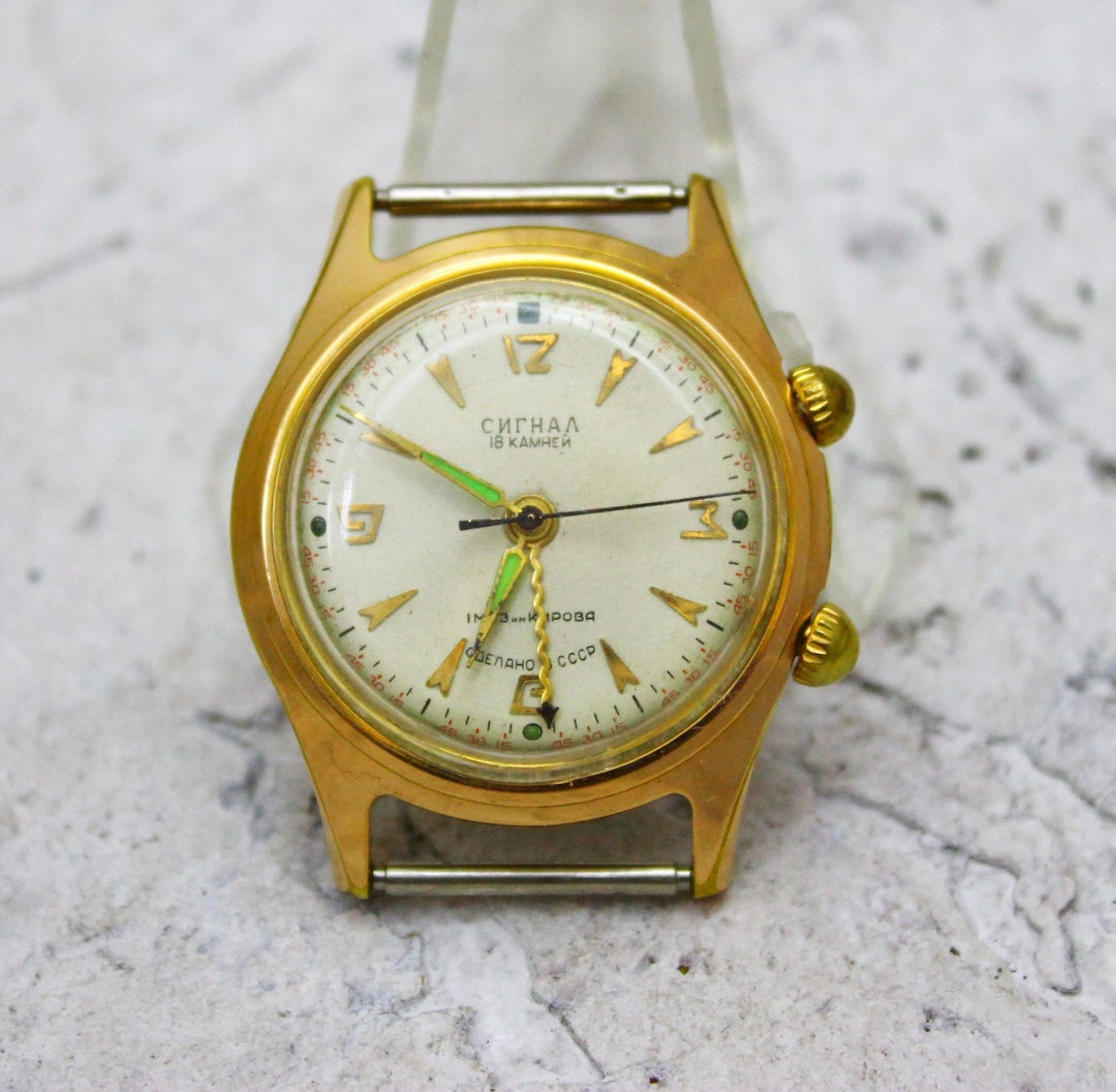 Men's Vintage Watch Poljot Signal Watch Soviet Watch Alarm Watch Analog ...
