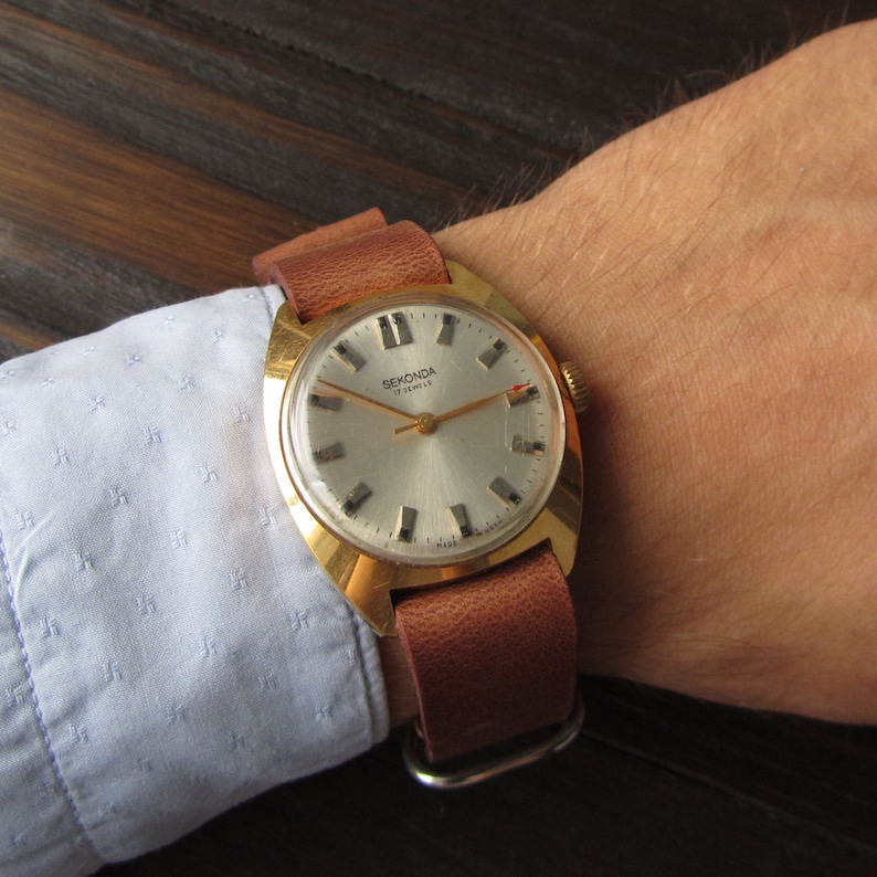 Seconda Watch Gold Plated AU10 Wrist Mens Watch Ruby - Etsy