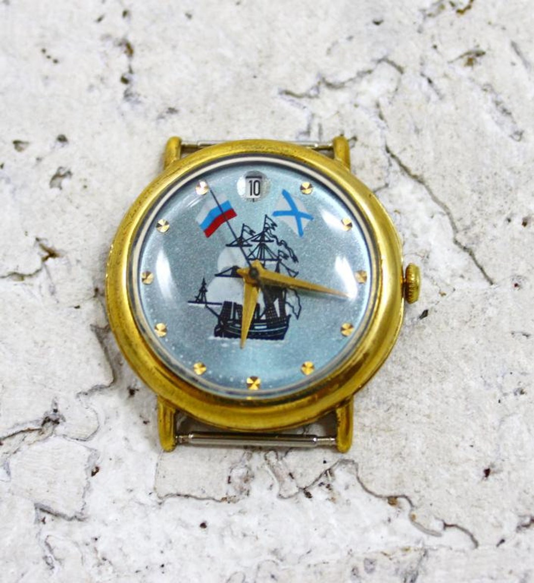 Men's Vintage Watch Raketa Calendar Watch Soviet Watch Rocket Watch ...
