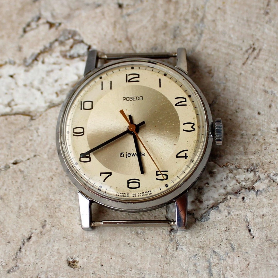 Vintage Pobeda USSR Watch: 15 Jewel Mechanical Mens Wristwatch - Etsy