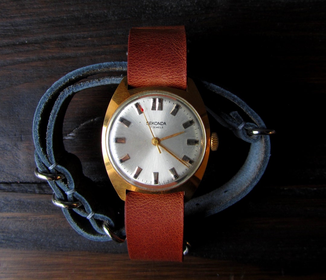 Seconda Watch Gold Plated AU10 Wrist Mens Watch Ruby Jewels USSR ...