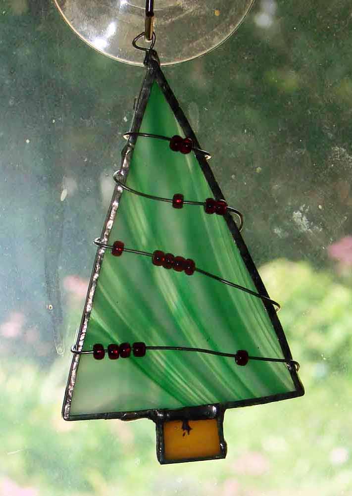 Handmade Wire and Bead Wrapped Stained Glass Christmas Tree Ornament - Etsy