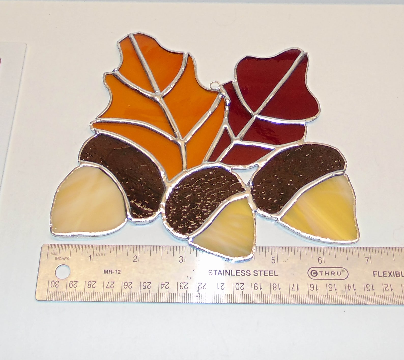 Fall Leaves and Acorns Stained Glass Wall Hanging Autumn Suncatcher ...