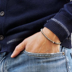 Pyrite Bracelet. Mens Gemstones Bracelet. Pyrite Bracelet for Man. Mens ...