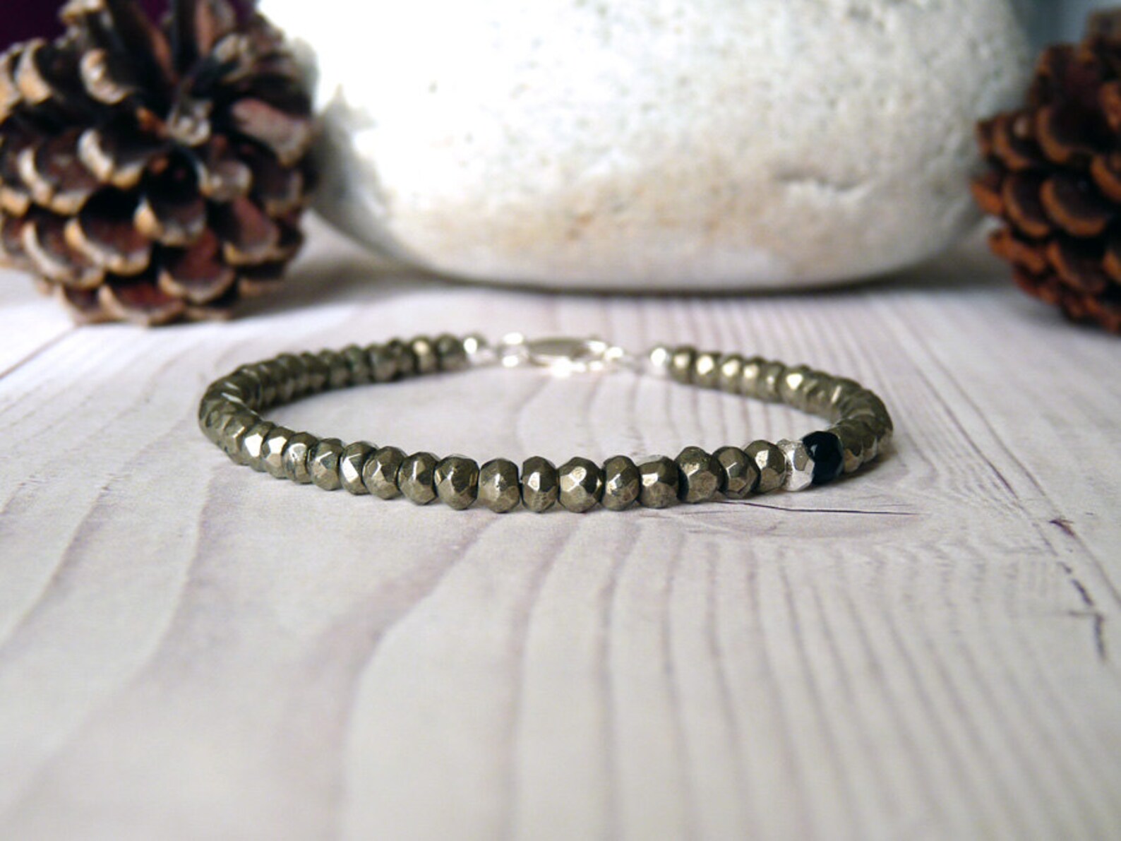 Pyrite Bracelet. Mens Gemstones Bracelet. Pyrite Bracelet for | Etsy