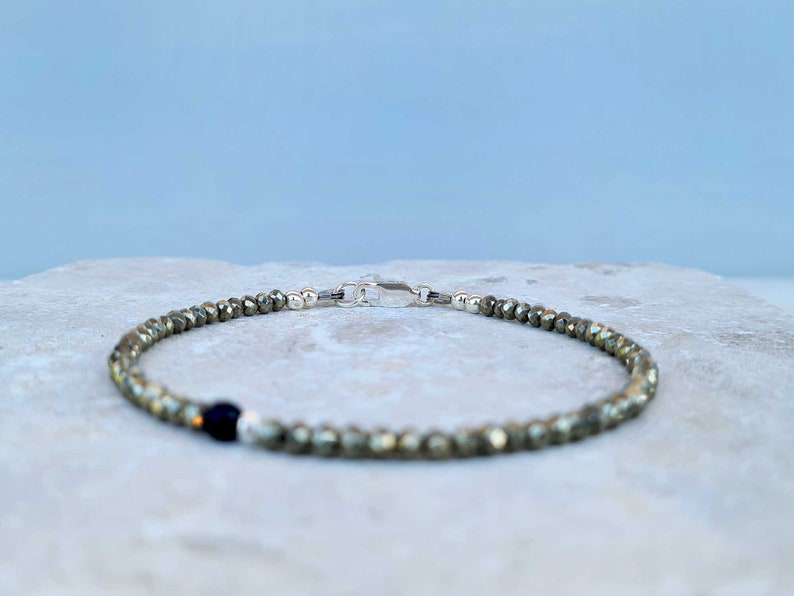 Pyrite Bracelet. Mens Gemstones Bracelet. Pyrite Bracelet for Man. Mens ...