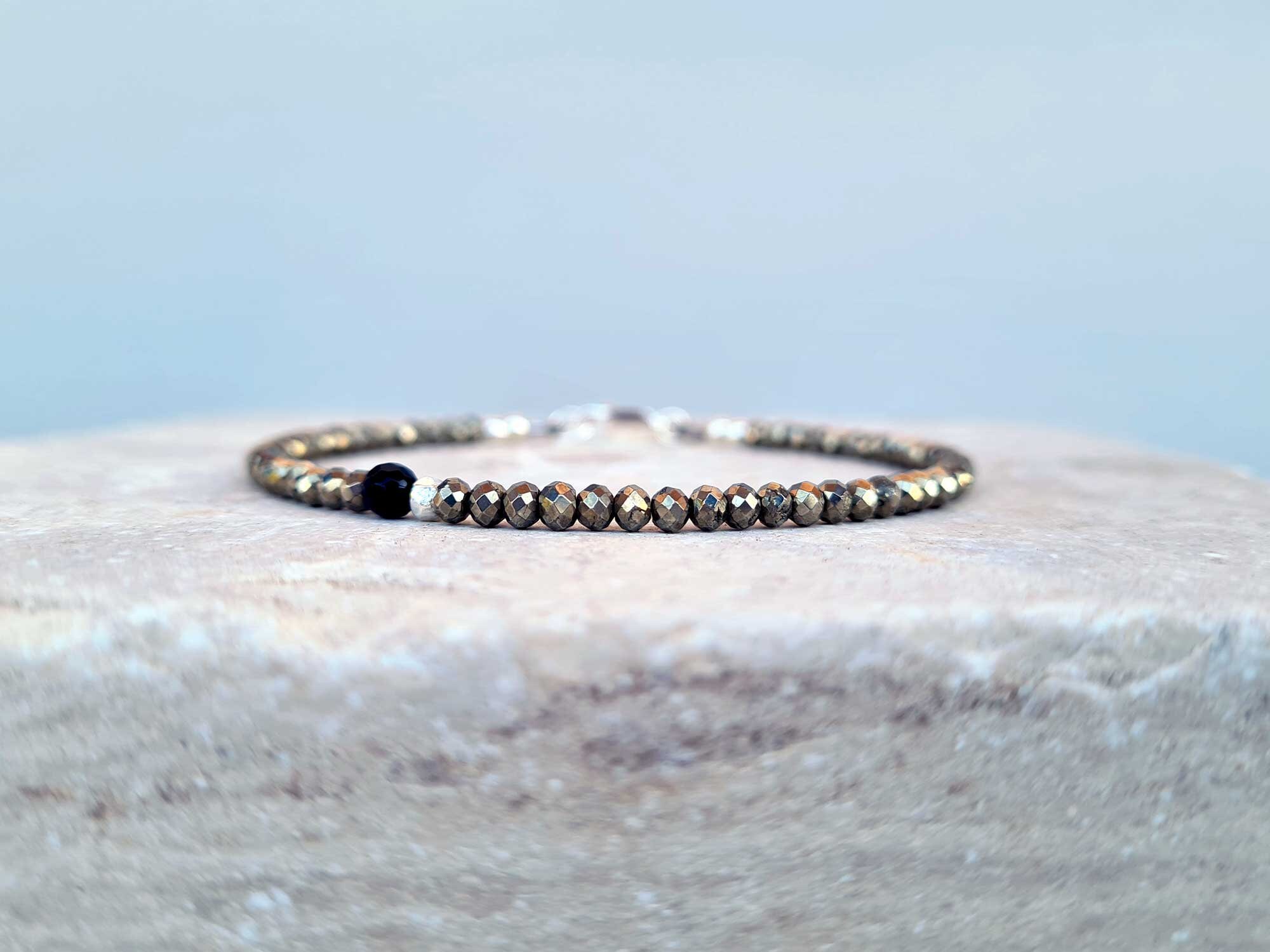Pyrite Bracelet. Mens Gemstones Bracelet. Pyrite Bracelet for Man. Mens ...