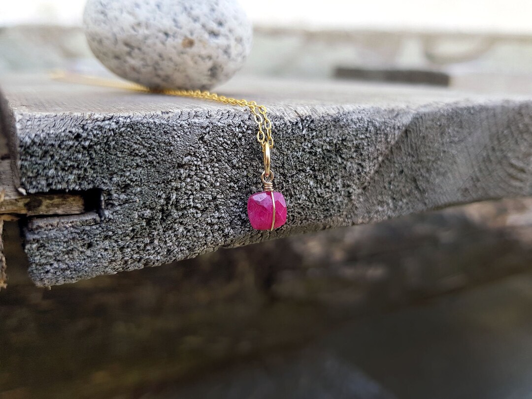 Ruby Pendant. Tiny Red Ruby Pendant. Raw Ruby Charm. .gifts - Etsy