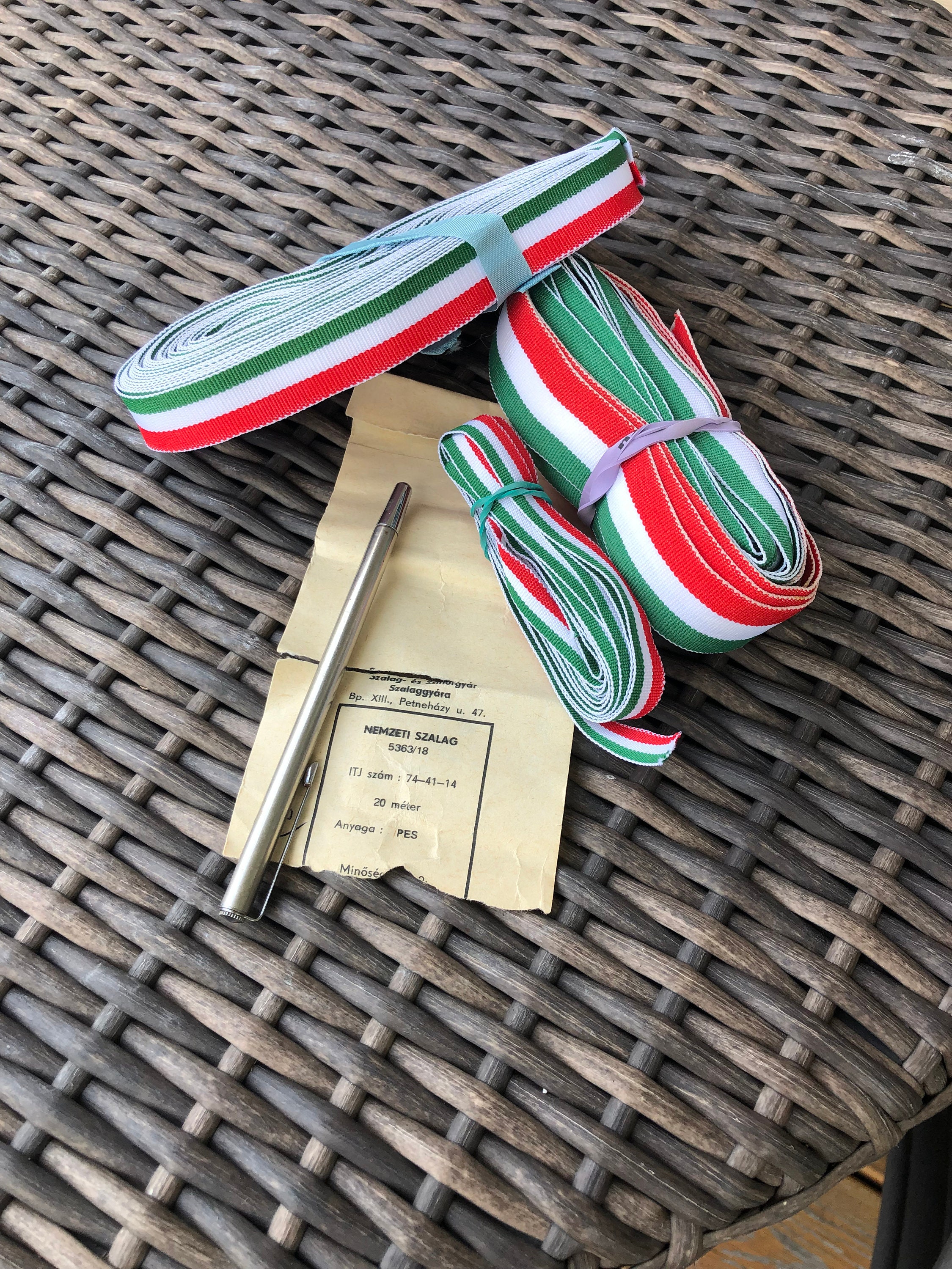 Vtg 60s Hungarian 3 Rolls National Red White Green Ribbon NEMZETI ...