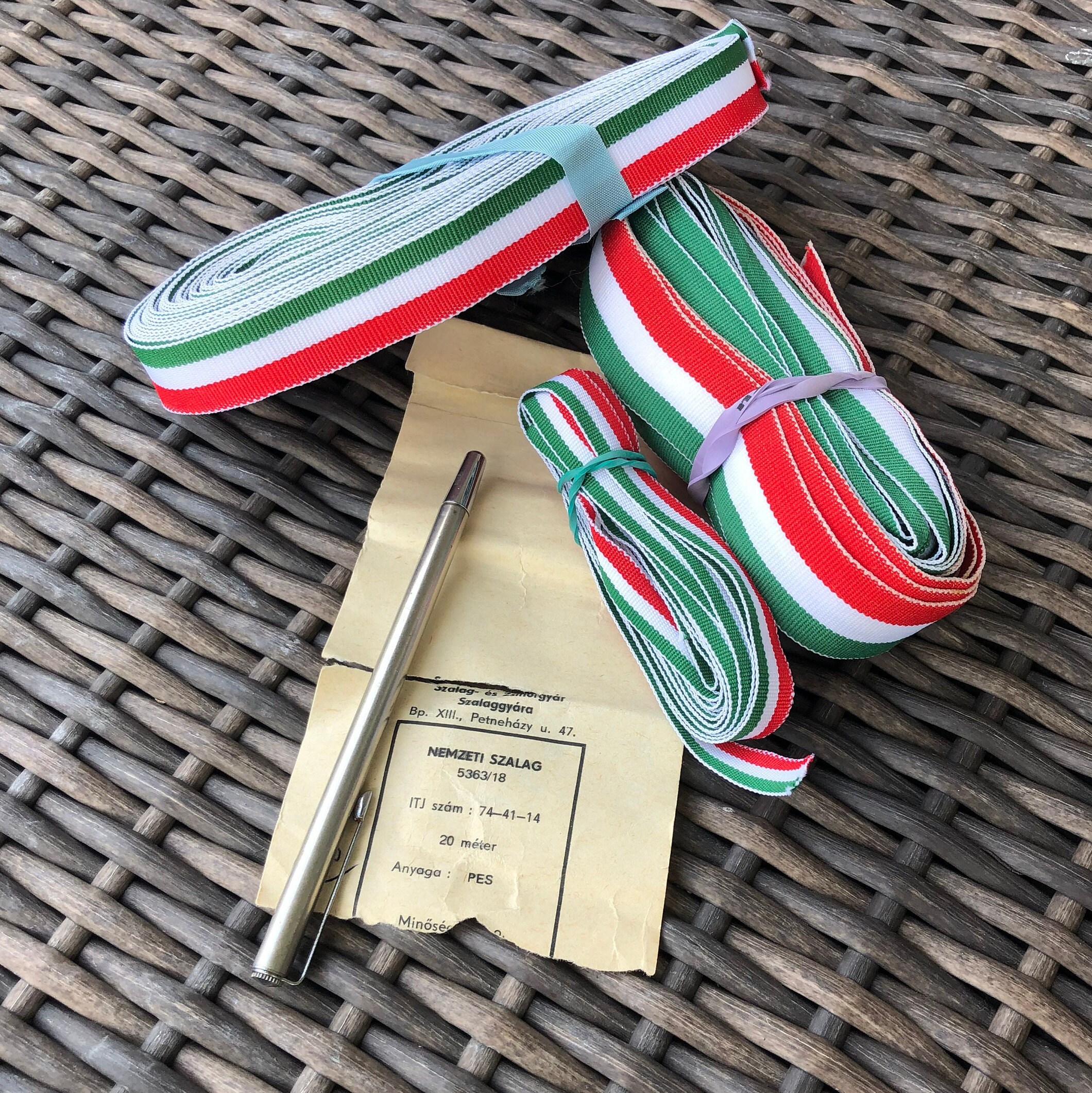Vtg 60s Hungarian 3 Rolls National Red White Green Ribbon NEMZETI ...