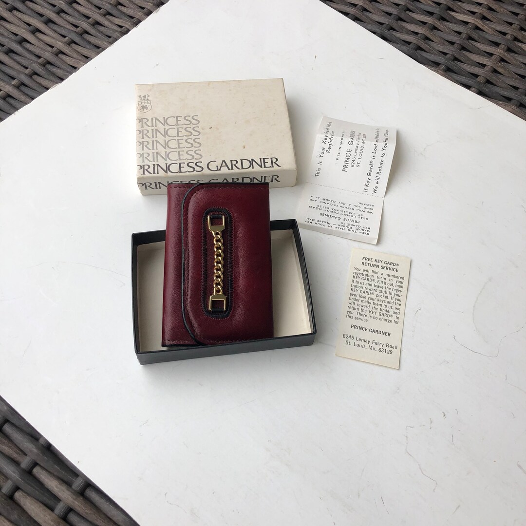 Vtg 70s Princess Gardner Tri Fold Key Holder Case gard Holder Burgundy ...