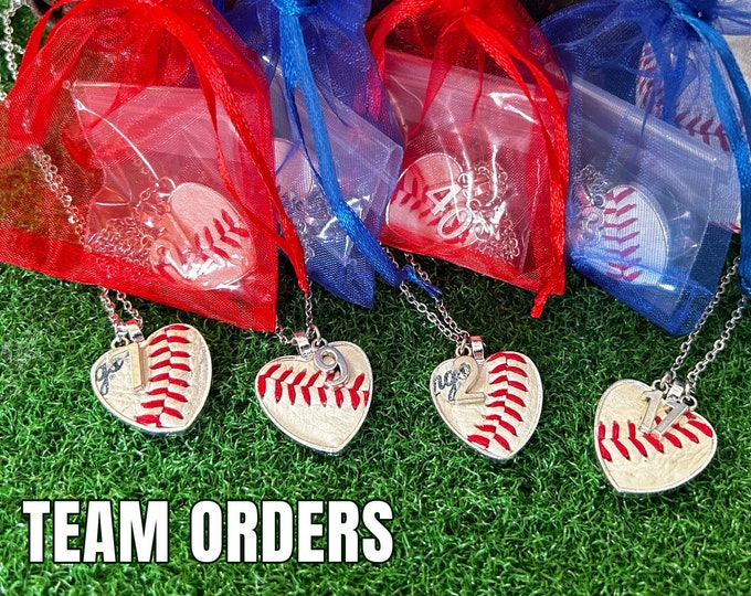 TEAM ORDERS Select Quality Authentic Baseball Necklaces W/ Seams Silver ...