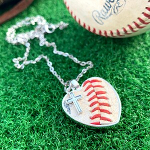 Authentic Baseball Necklace With Seams - Real Baseball Jewelry - Silver ...
