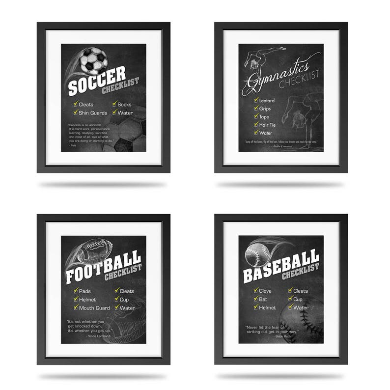 FOOTBALL Sports Gear Checklist for Kids 8x10 Art - Etsy