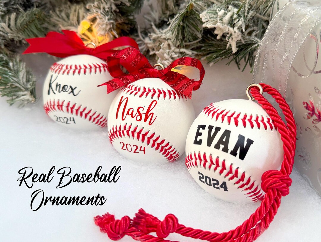 Baseball Holiday Ornament Personalized Real Baseball Custom Name ...