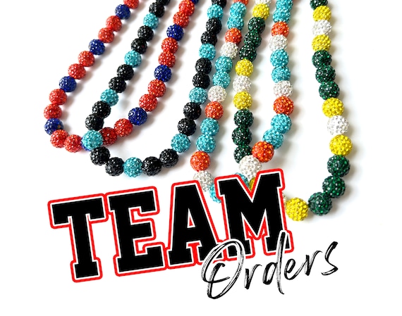 CUSTOM TEAM ORDERS Bulk Quantities Baseball Sparkle Beaded Necklace 10mm Disco Balls Stretch Cord Select Your Team Colors Etsy