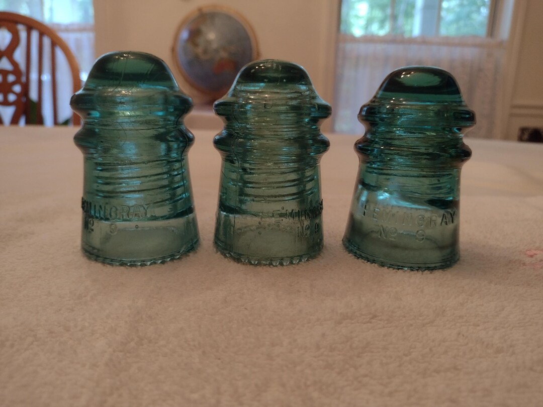 Hemingray # 9 Aqua Green Telephone and Telegraph Glass Insulators ...