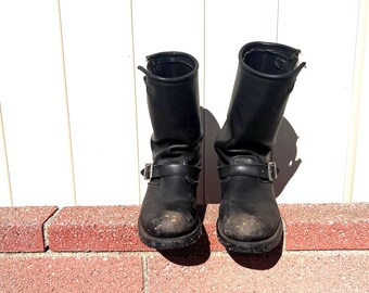 Vintage Chippewa Engineer Motorcycle Biker Boots Safety Toe Vibram Sole ...