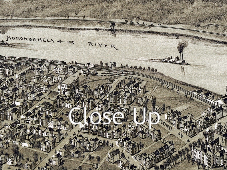 Perspective Map of California Pennsylvania 1902 SKU 0321 - Etsy