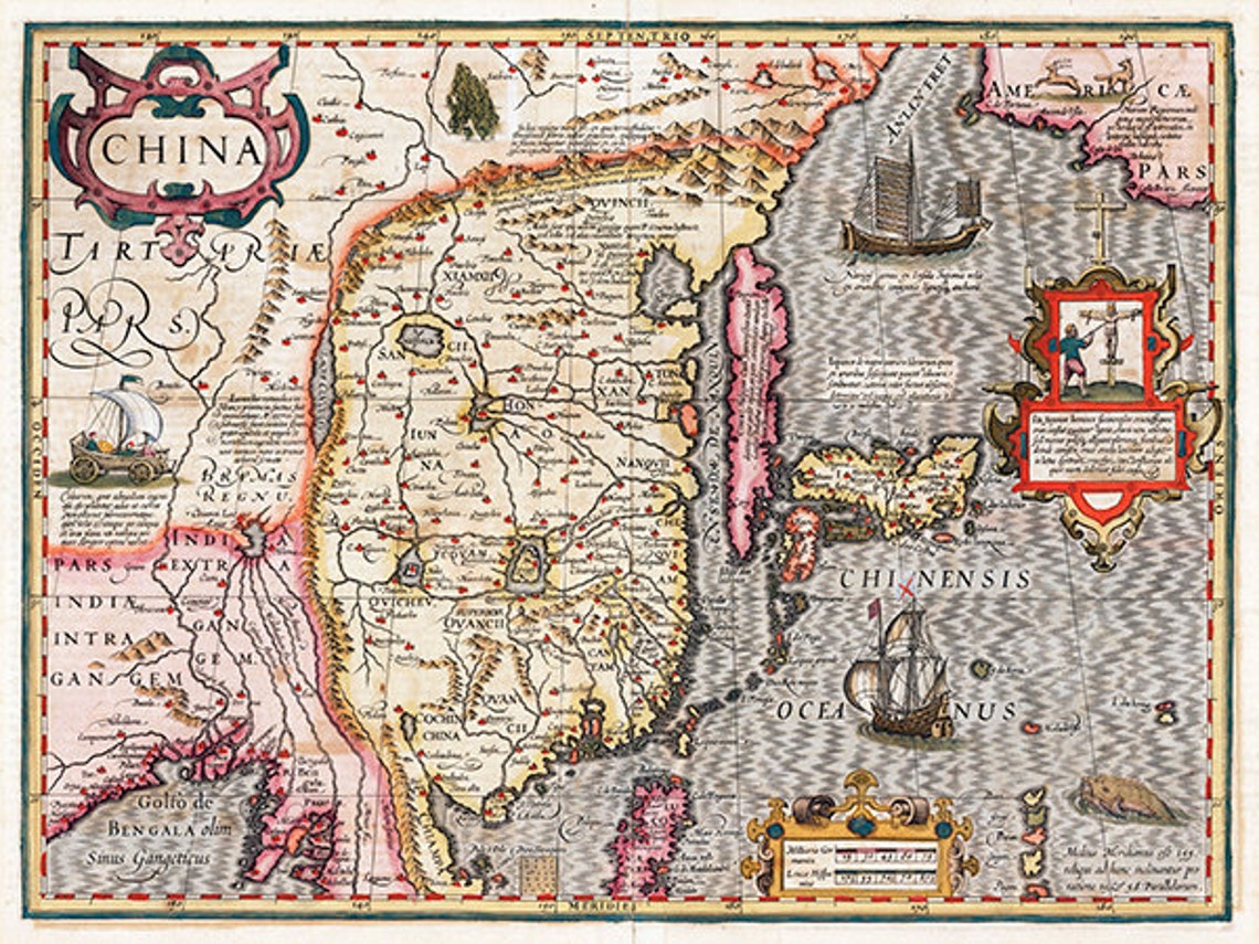 Map of China - Mercator - 1606 - SKU 0331 - Etsy