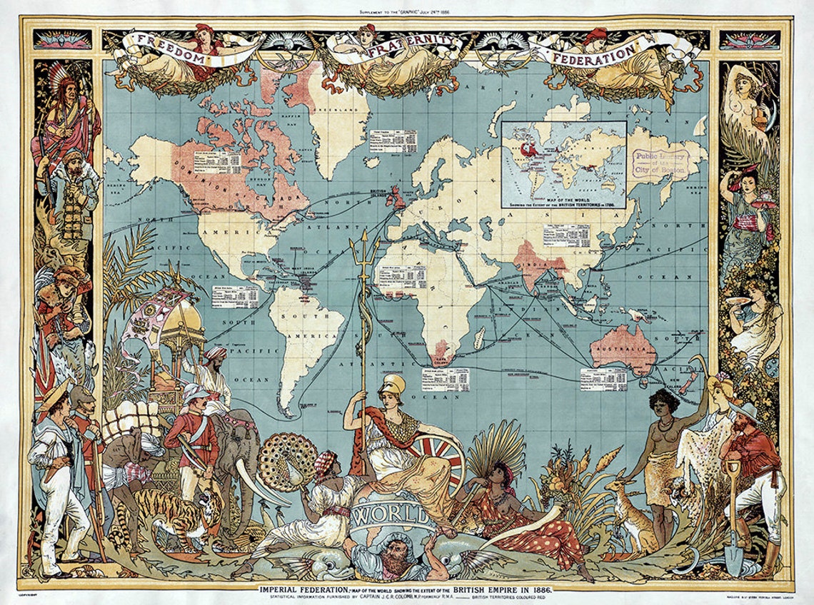 World Map British Empire 1886 SKU 0029 - Etsy
