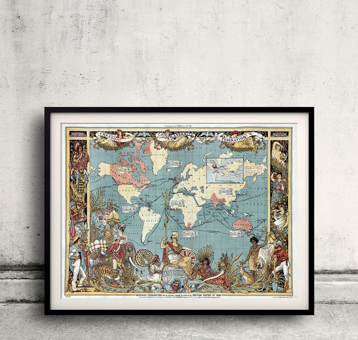 World Map British Empire 1886 SKU 0029 - Etsy