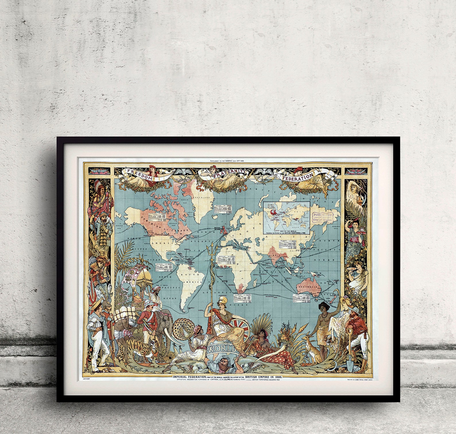 World Map British Empire 1886 SKU 0029 - Etsy