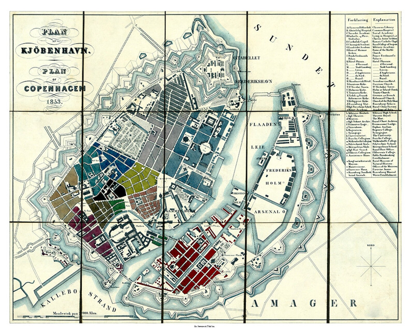 Plan of Copenhagen Denmark 1853 SKU 0283 - Etsy