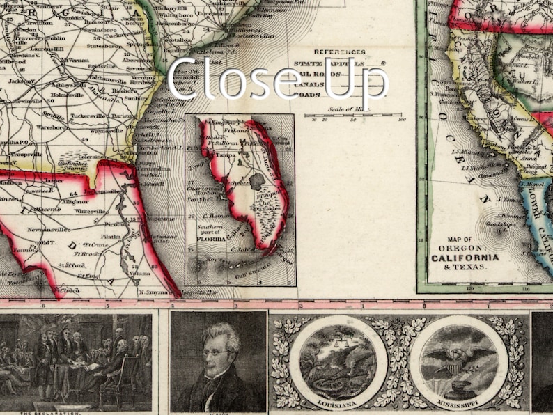 United States Phelps's National Map 1852 SKU 0060 - Etsy