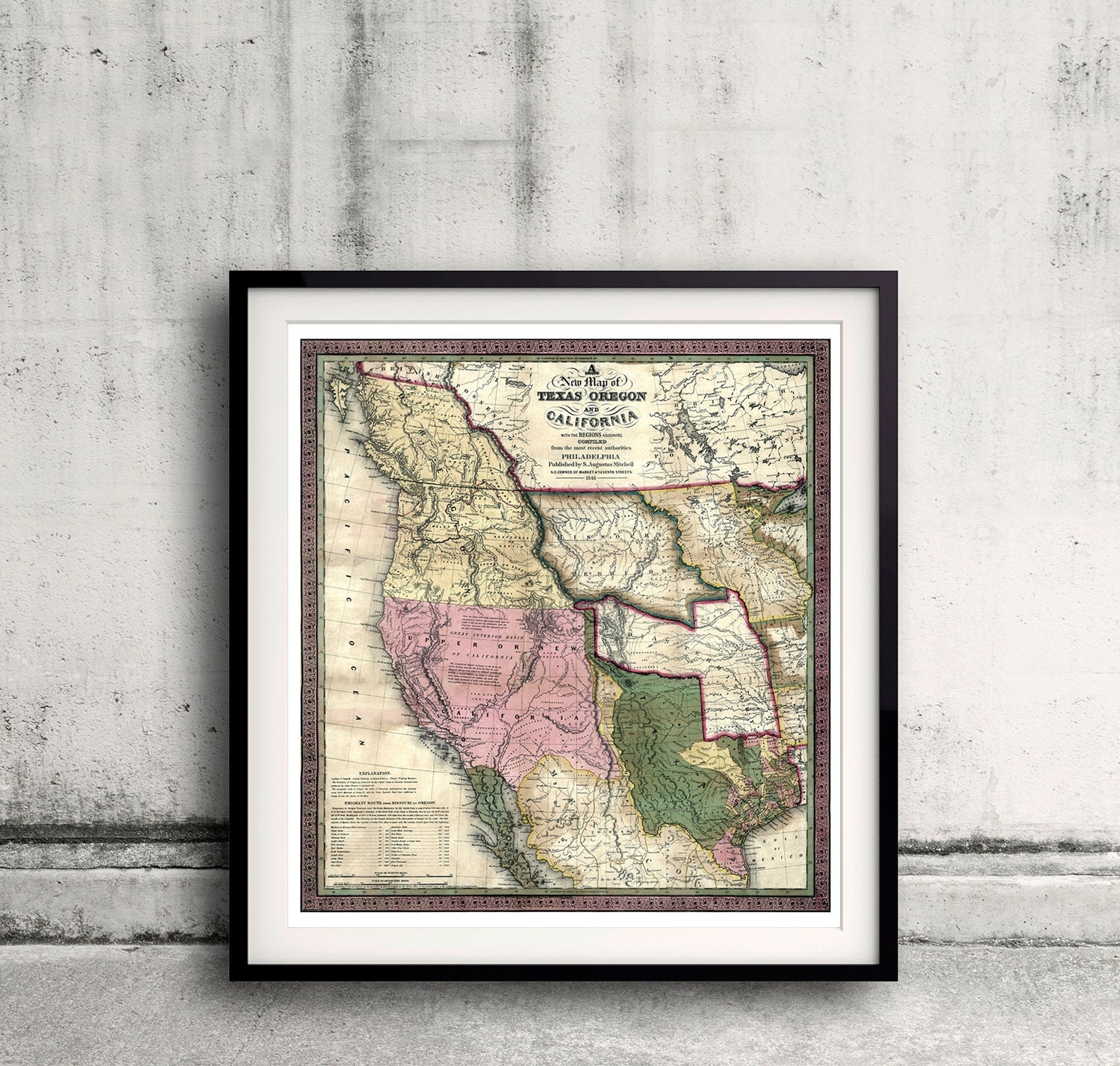A New Map of Texas, Oregon and California - 1846 - SKU 0241 - Etsy
