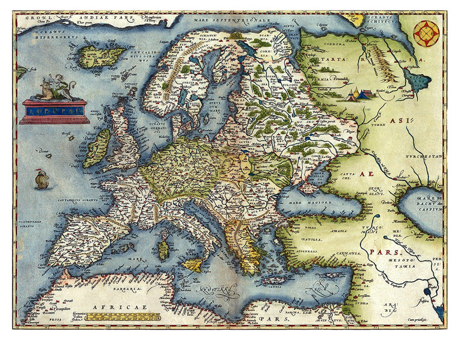 Map of Europe by Abraham Ortelius - 1571 - SKU 0224 - Etsy