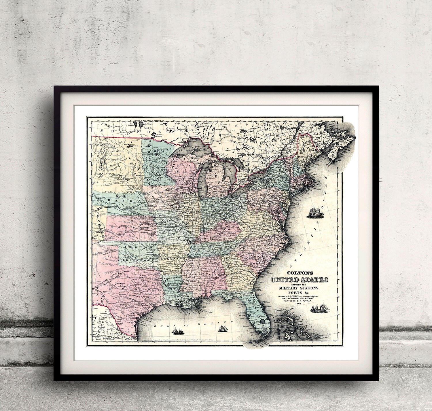 Map of United States Showing the Military Stations, Forts - 1861 - SKU ...