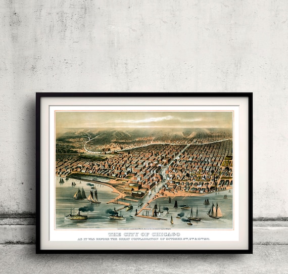 Bird's Eye of the City of Chicago Illinois 1872 SKU | Etsy