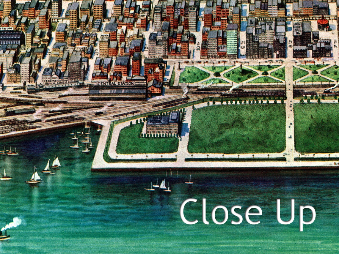 Bird's Eye View of Chicago Illinois 1916 SKU 0182 - Etsy