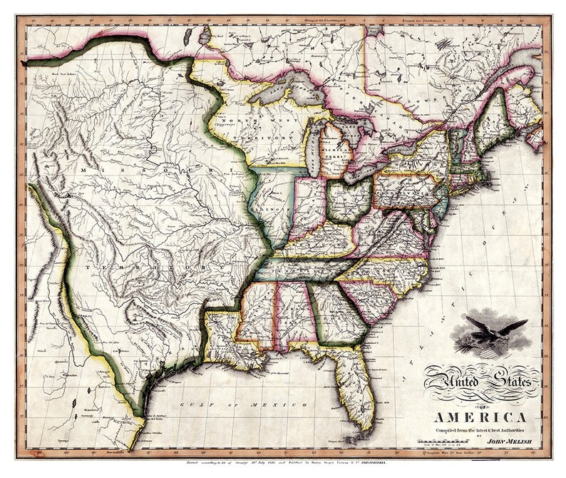 Map of the United States of America, by John Melish - 1818 - SKU 0259 ...