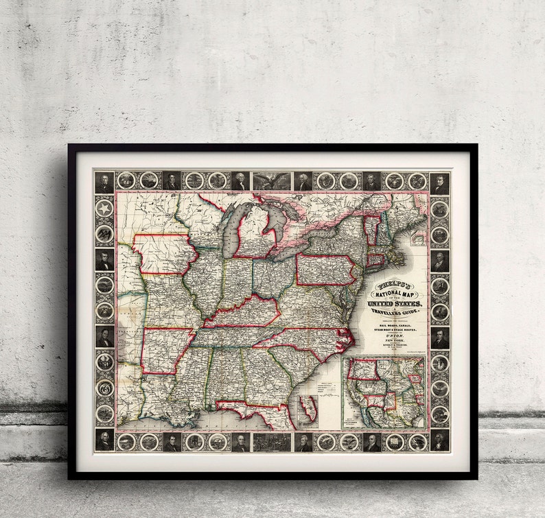 United States Phelps's National Map 1852 SKU 0060 - Etsy