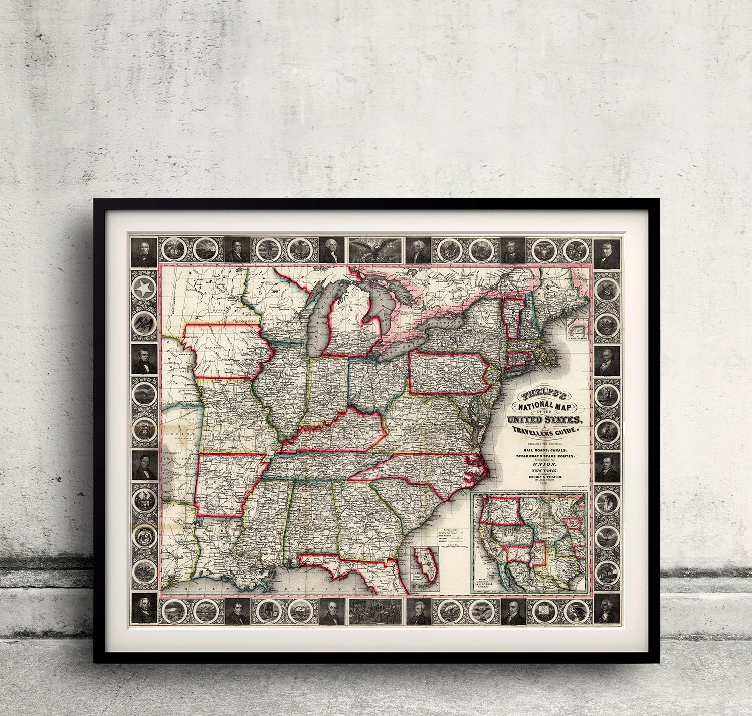 United States Phelps's National Map 1852 SKU 0060 - Etsy