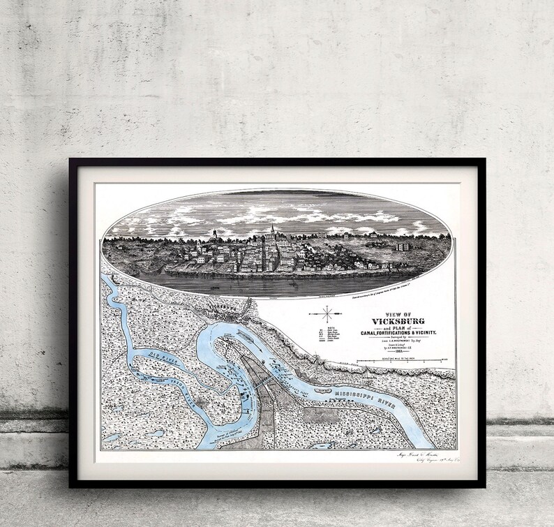 Vicksburg - Fortifications Map - Mississippi - 1863 - SKU 0025 - Etsy