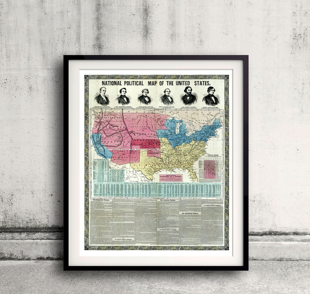 Map of United States - National Political Map - 1856 - SKU 0234 - Etsy
