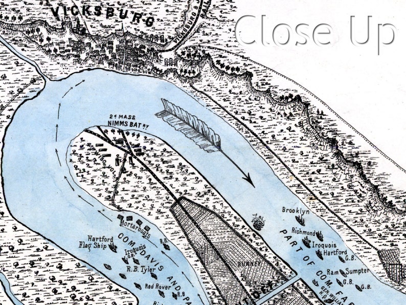 Vicksburg - Fortifications Map - Mississippi - 1863 - SKU 0025 - Etsy