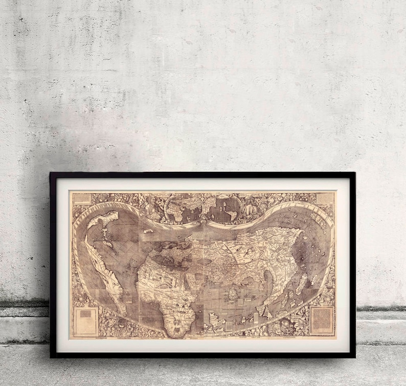 World map of Martin Waldseemüller from 1507 The first Map with America ...