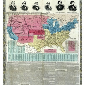 Map of United States - National Political Map - 1856 - SKU 0234 - Etsy