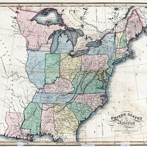 Map of the Middle United States of America 1818 SKU 0172 - Etsy