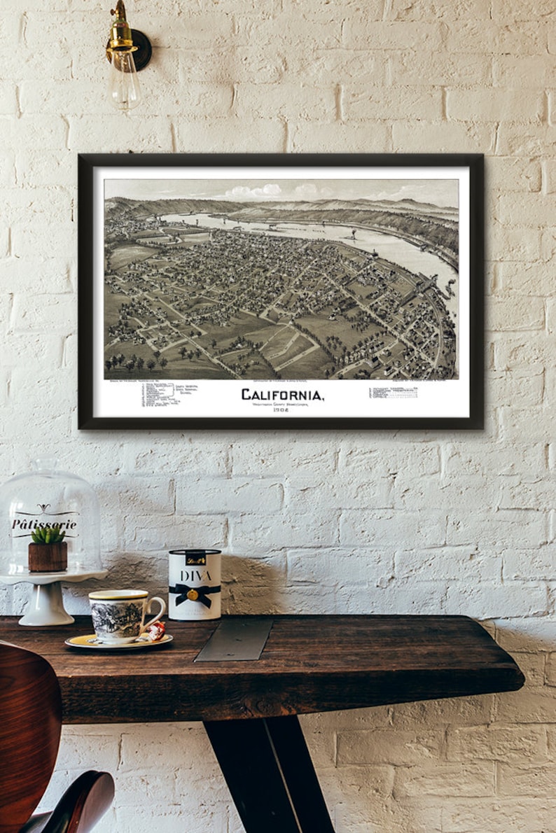 Perspective Map of California Pennsylvania 1902 SKU 0321 - Etsy