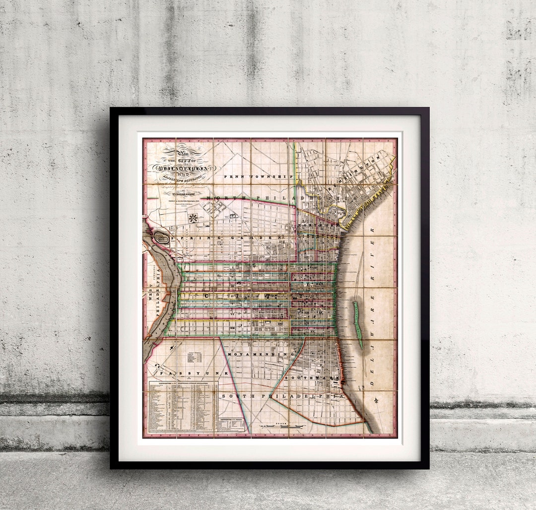 Map of Philadelphia - Pennsylvania - 1830 - SKU 0204 - Etsy