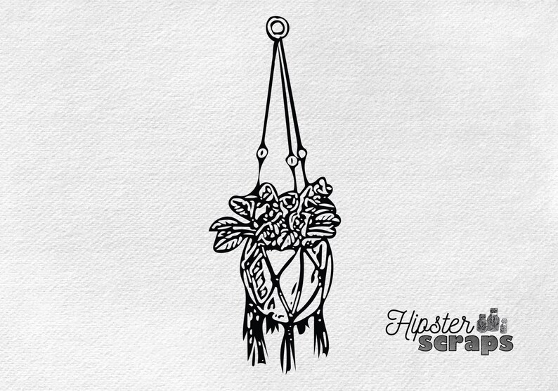 Macrame Plant Hanger Clipart, Macrame Digital Stamps, Hanging Plant ...