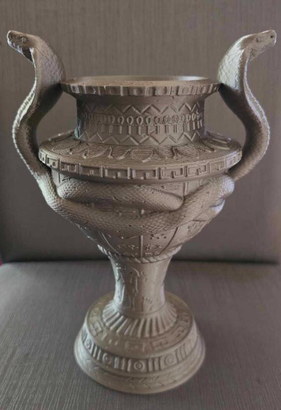 Double Serpent Ancient Egyptian Vase - Iridium Gold Metal or Your ...