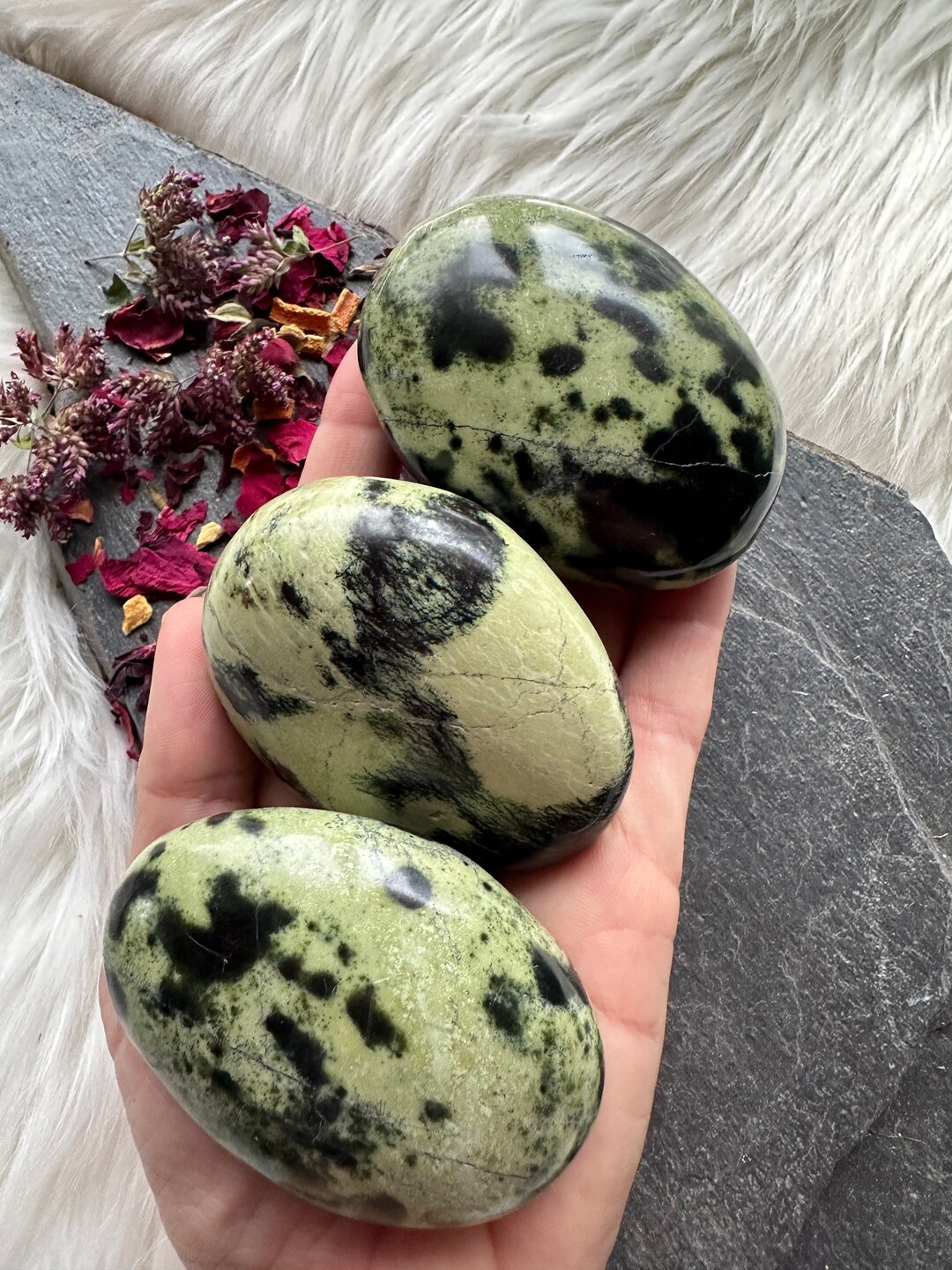 ONE Large Leopard Stone Serpentine Palm Stone From Africa/ Unique ...