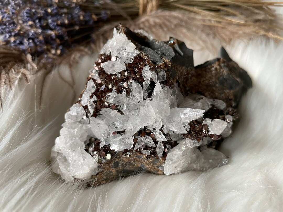 Large Rare Find Iridescent Pyrite and Dogtooth Calcite From Oskaloosa ...